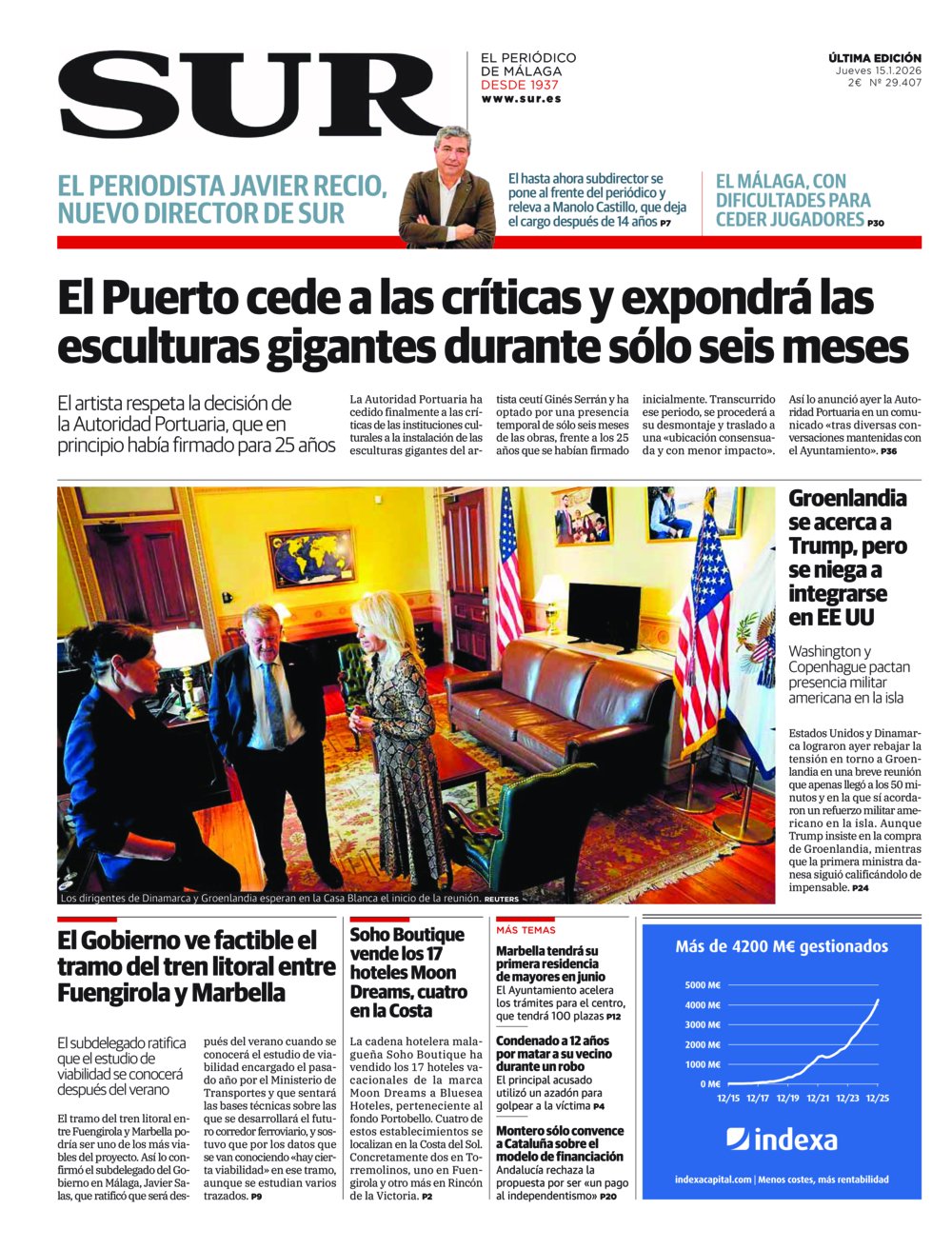 Las portadas de Diario SUR | Diario Sur |15 de Enero de 2026